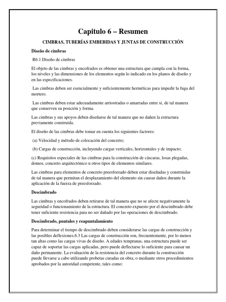 Capítulo 6 Resumen | PDF | Hormigón