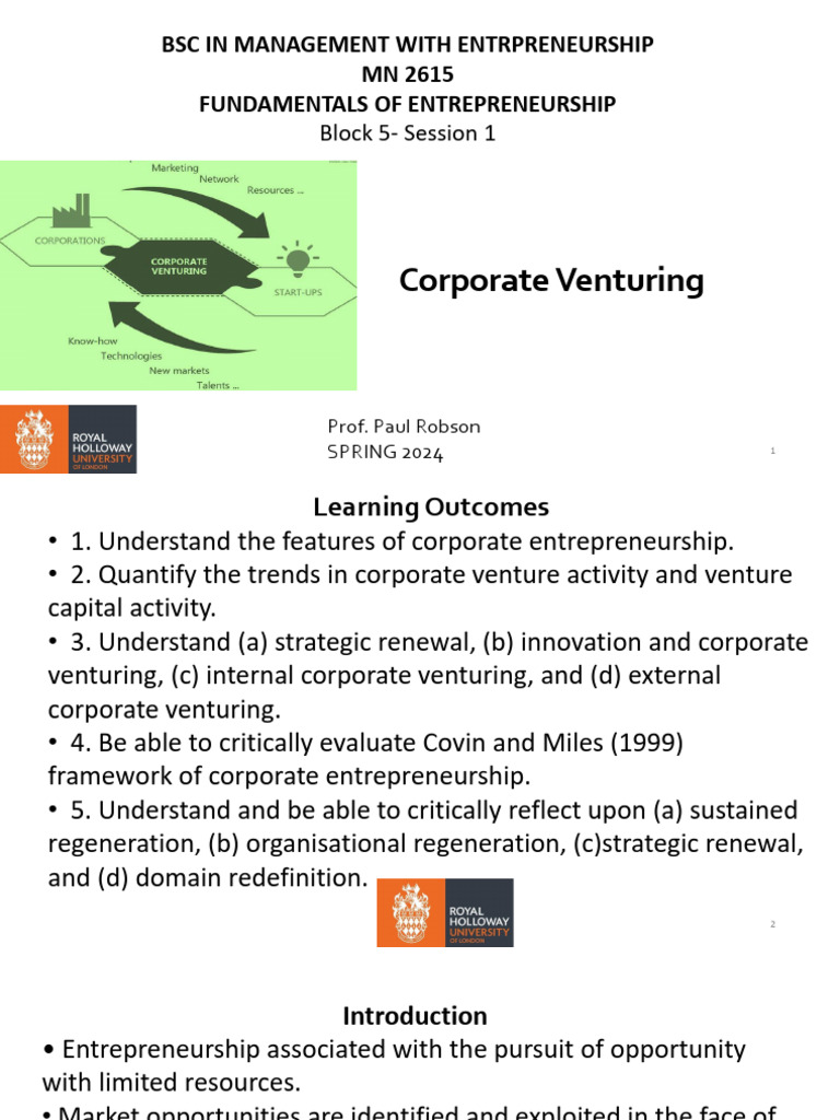MN2615 T5 Session 1 - Corporate Venturing | PDF | Strategic Management ...