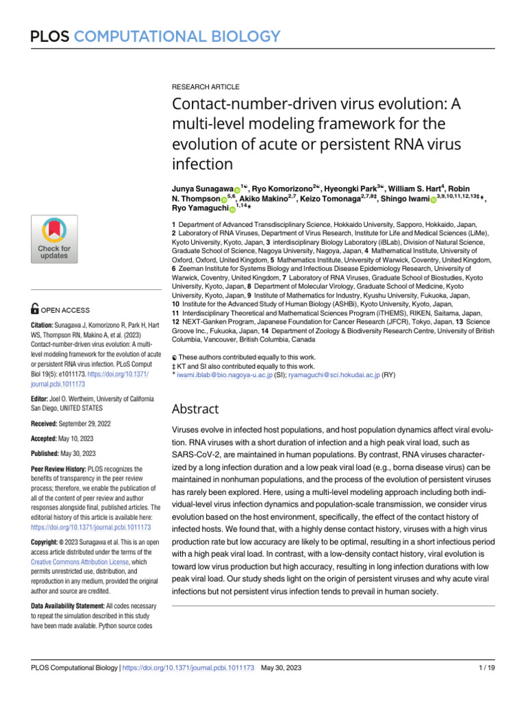 Contact-Number-Driven Virus Ev | PDF | Virus | Infection