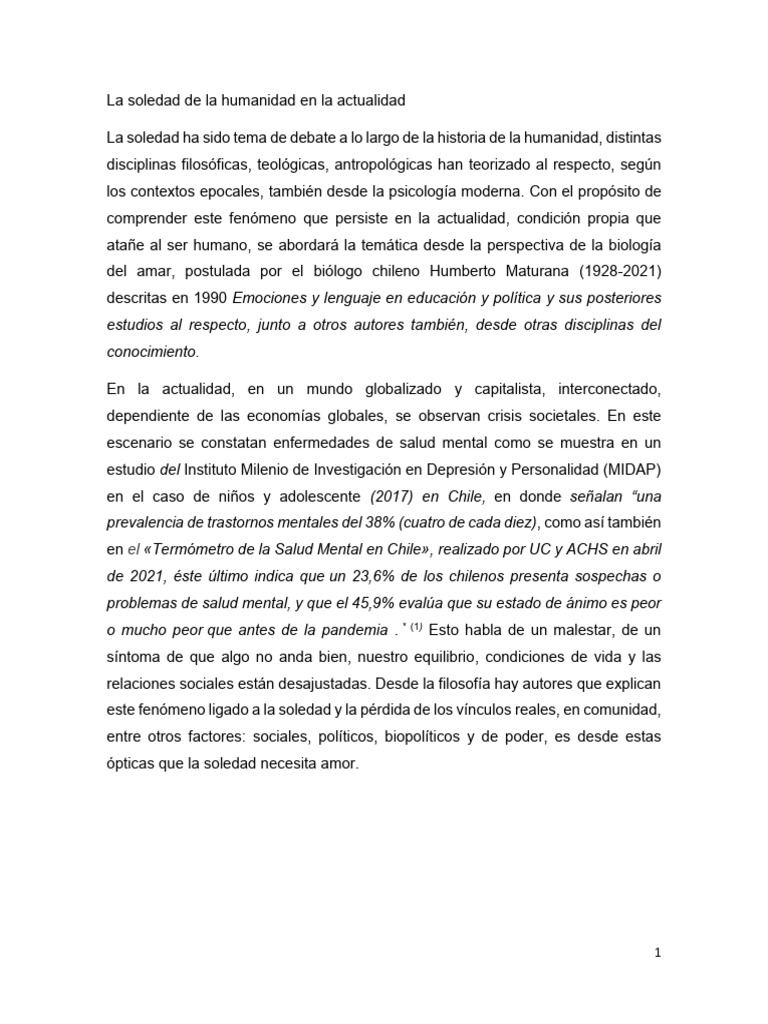 La soledad humana y la necesidad de amor | PDF | Amor | Soledad