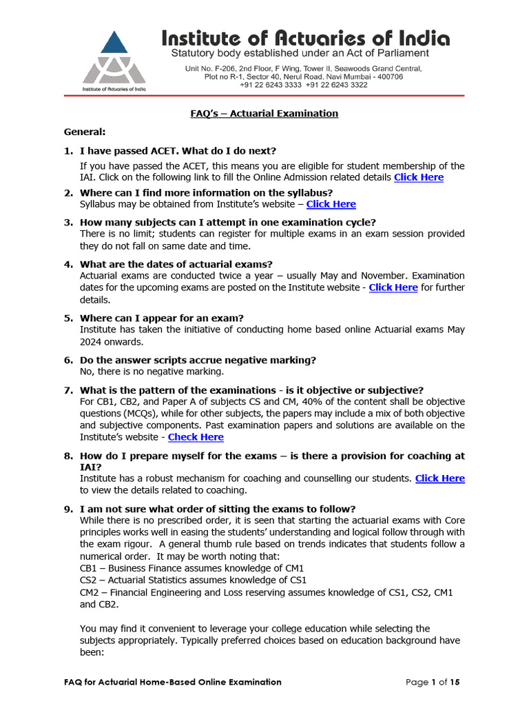 FAQ For Actuarial Home Based Online Examination - Final | PDF | Microsoft Word | Microsoft Excel