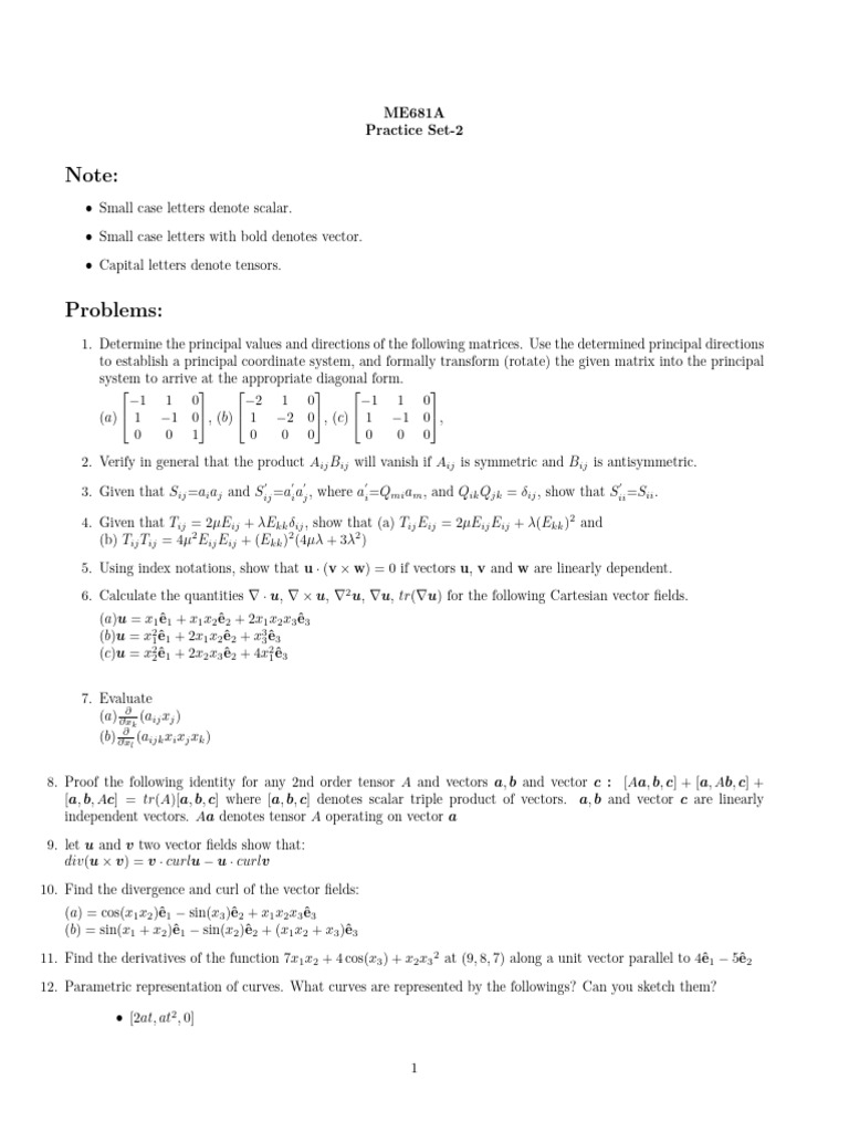 Advanced Tensor Calculations | PDF | Matrix (Mathematics) | Euclidean Vector