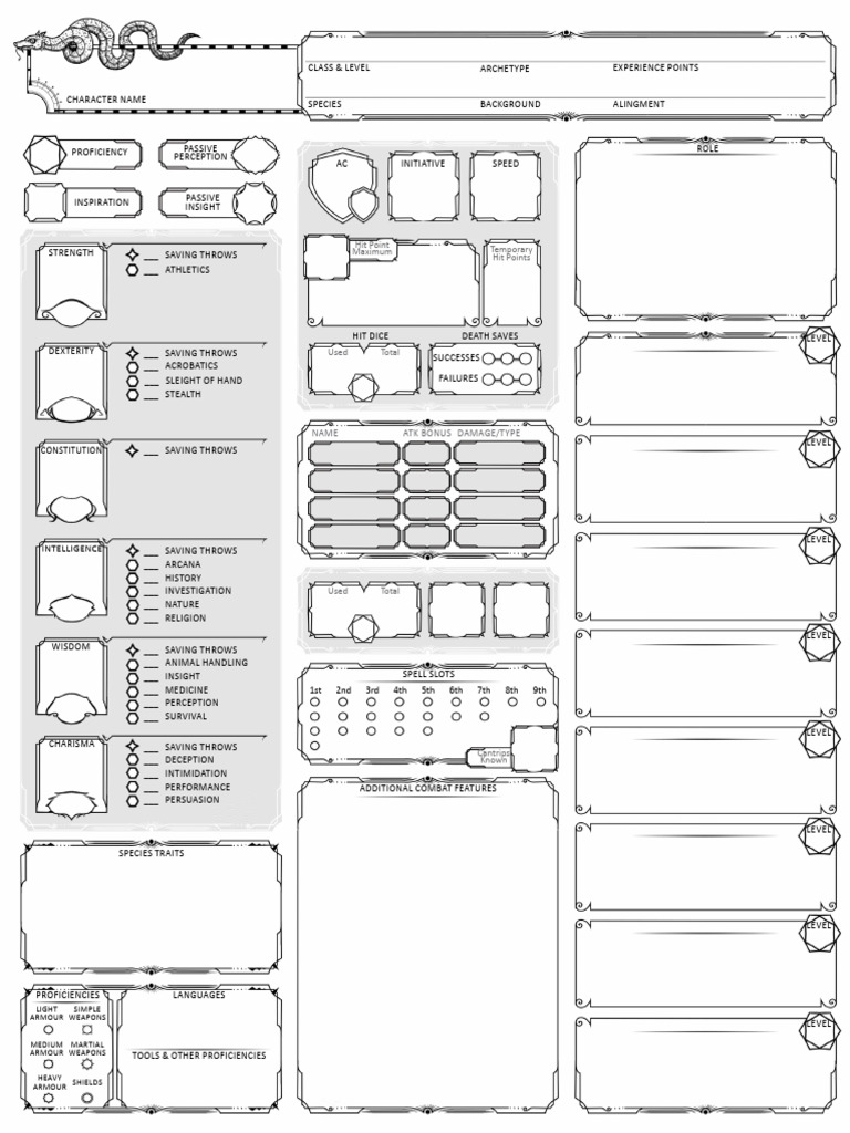 5e UJ Character Sheet | Download Free PDF | Role Playing Video Games | Role Playing Games