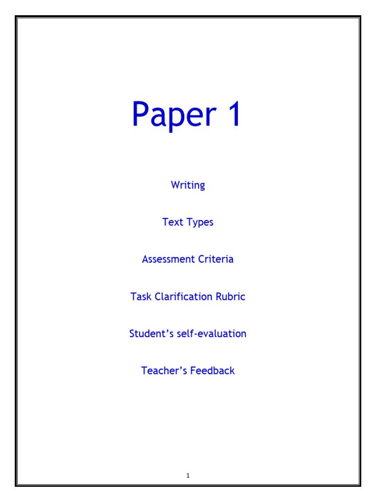 Paper 1 Guide | PDF | Essays | Experience