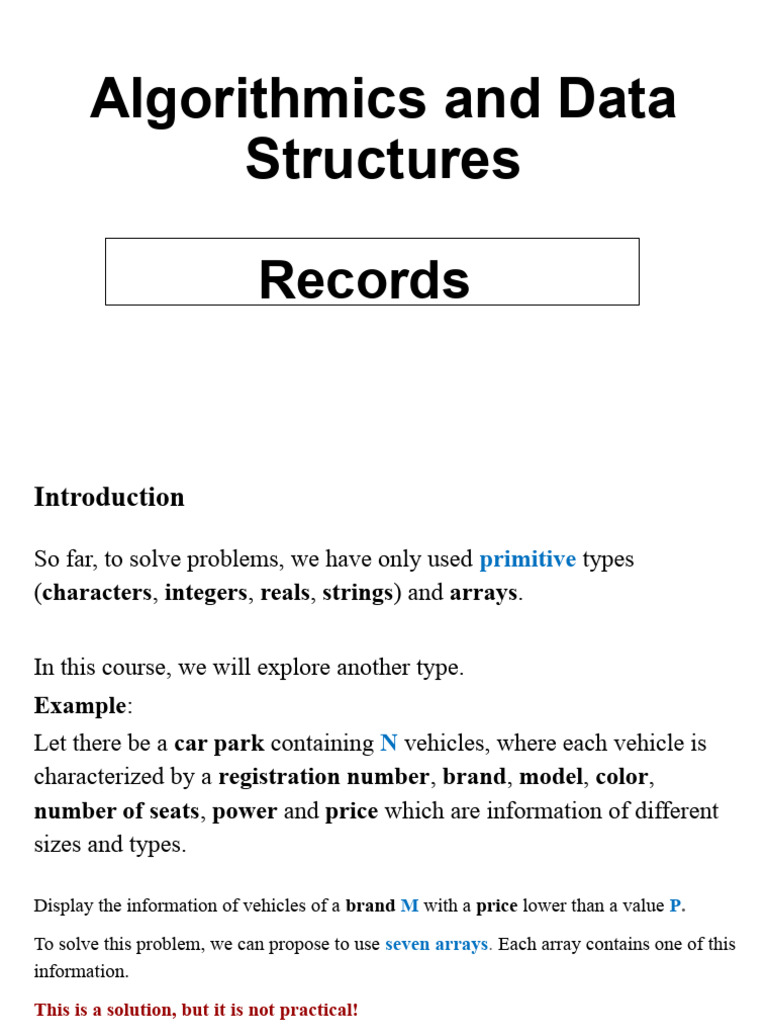 Algo - Les Enrengistrements 1 | PDF | Data Type | String (Computer Science)