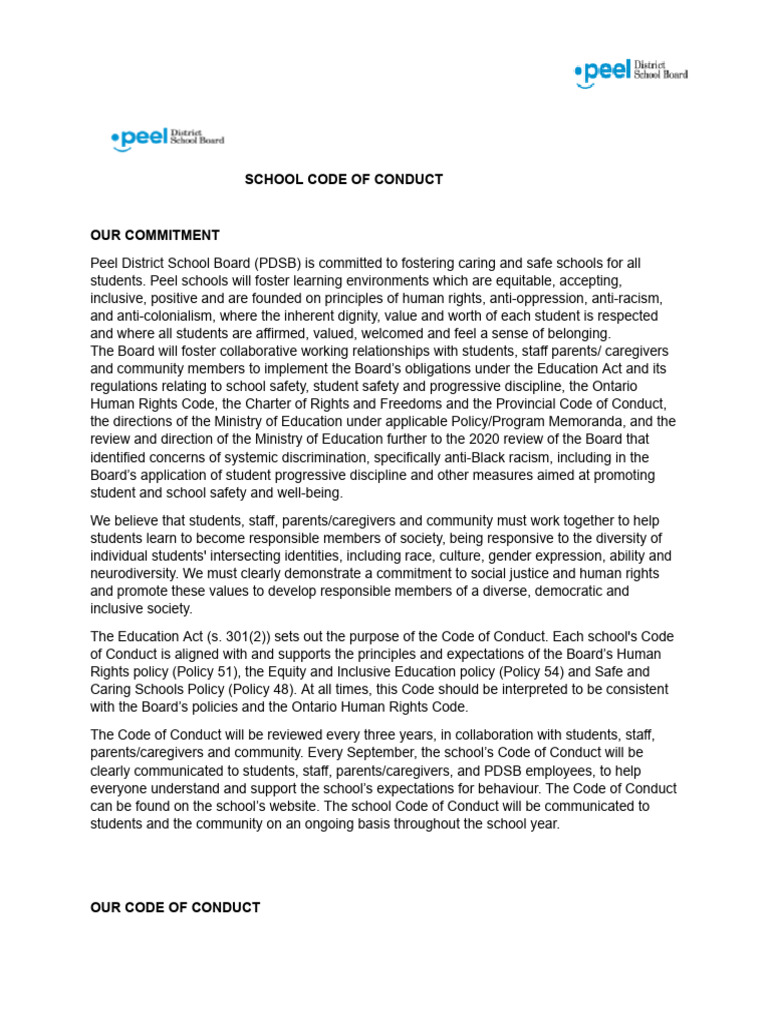 All Schools Code of Conduct | PDF | Bullying | Cyberbullying