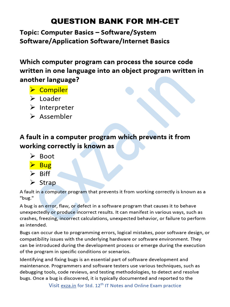4-CET-MCQs-Computer-Software-Internet Basics | PDF | Operating System ... 4-CET-MCQs-Computer-Software-Internet Basics | PDF | Operating System ...