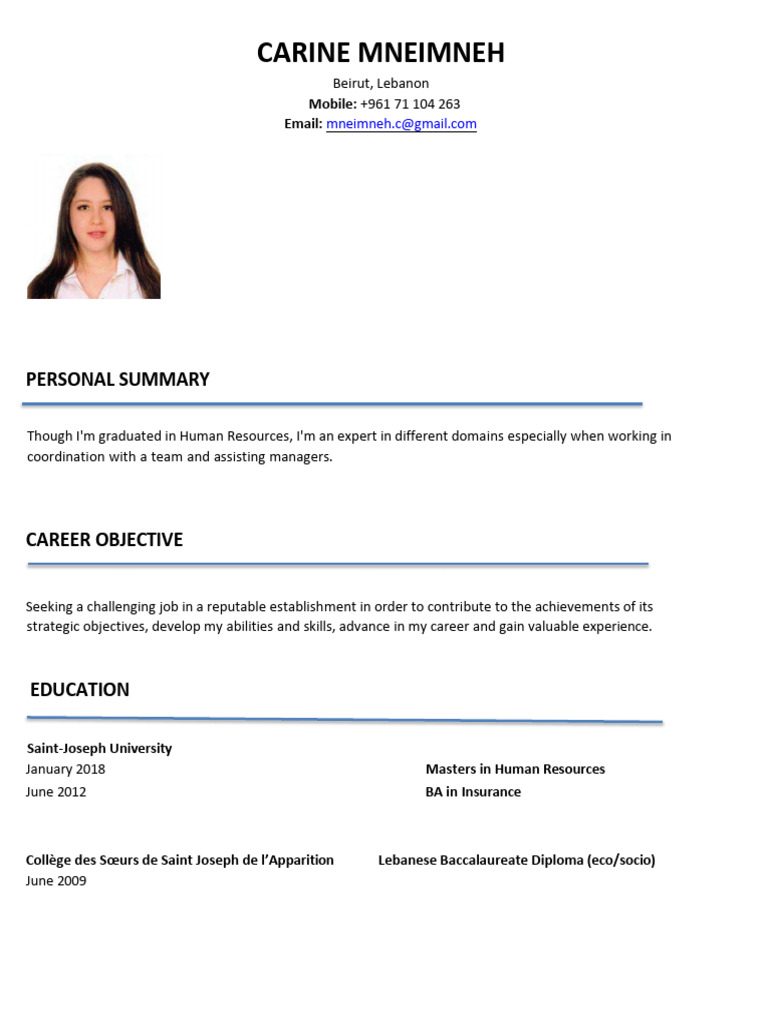 Carine Mneimneh CV - March 2024 - 2-1-3 | PDF | Human Resources | Business