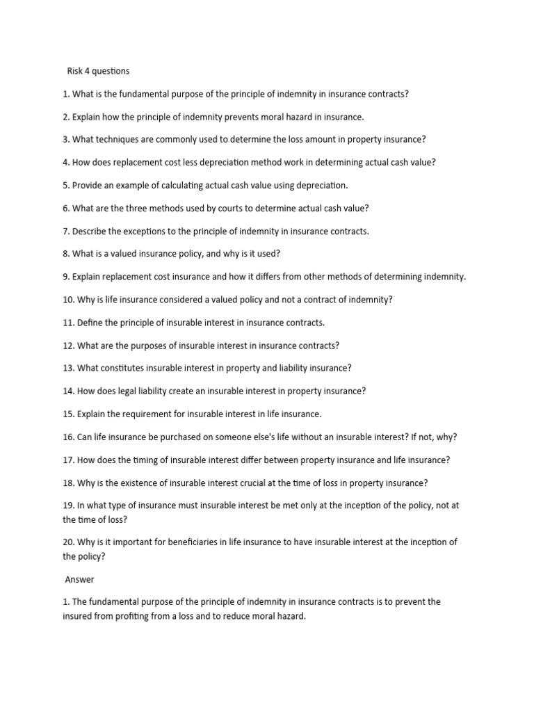Risk 4 Question | PDF | Insurance | Life Insurance