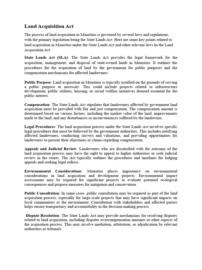 Land Acquisition Act | PDF | Mediation | Governance