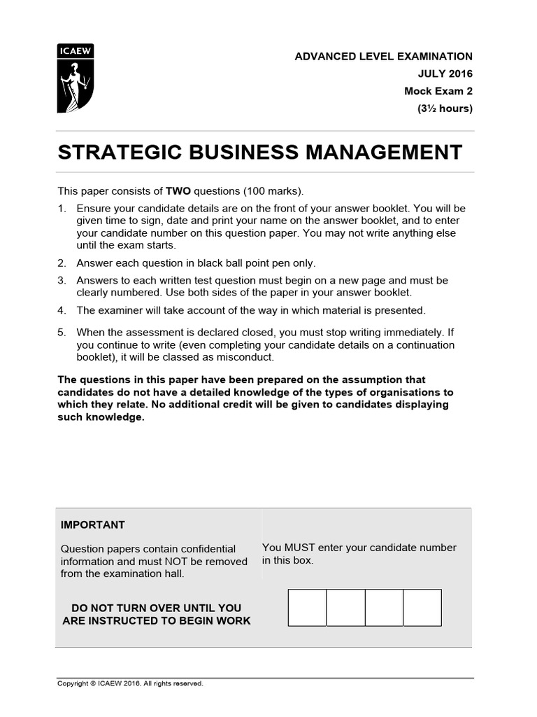 Strategic Business Management Questions | PDF | Mergers And ...