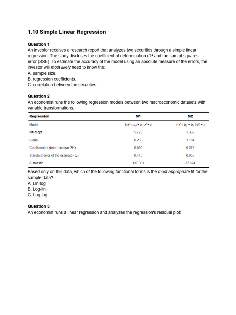 1.10 Simple Linear Regression | PDF | F Test | Errors And Residuals