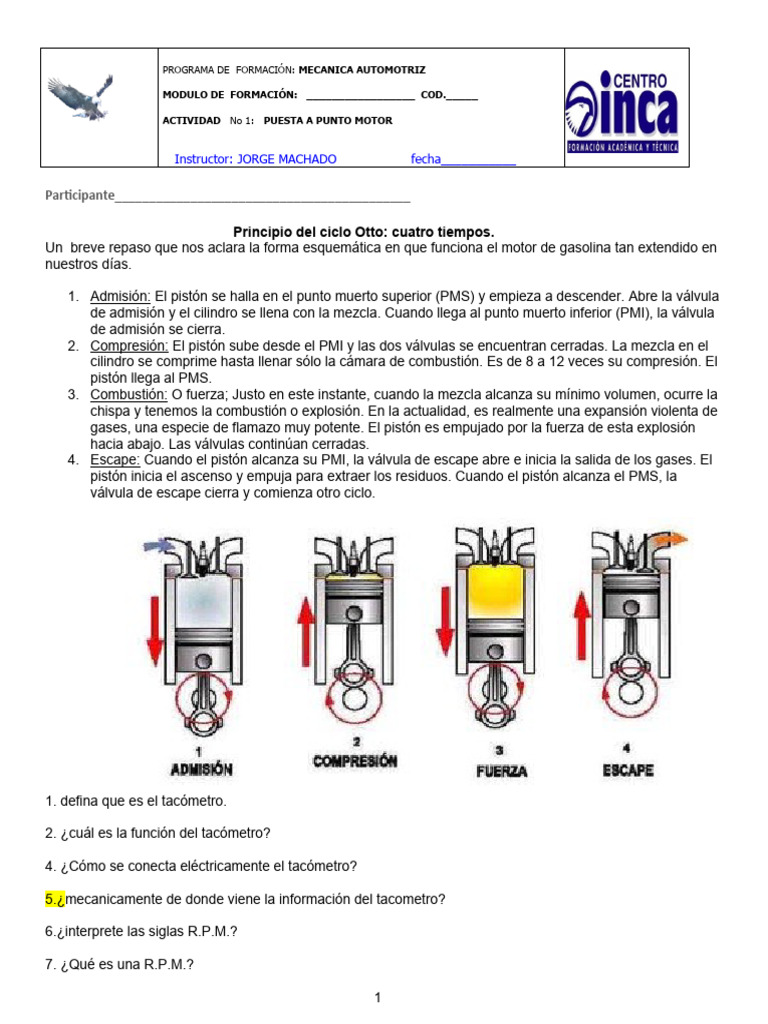 PREGUNTAS motor 4Tiempos | PDF | Pistón | Motor diesel