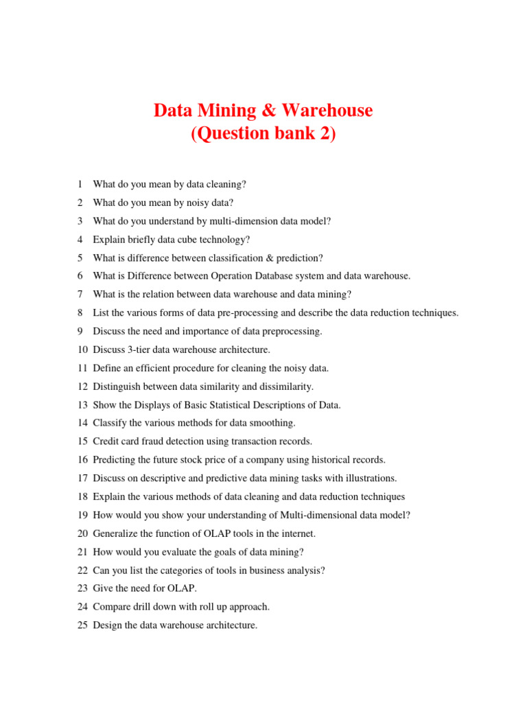Question Bank 2 | PDF | Cluster Analysis | Statistical Classification