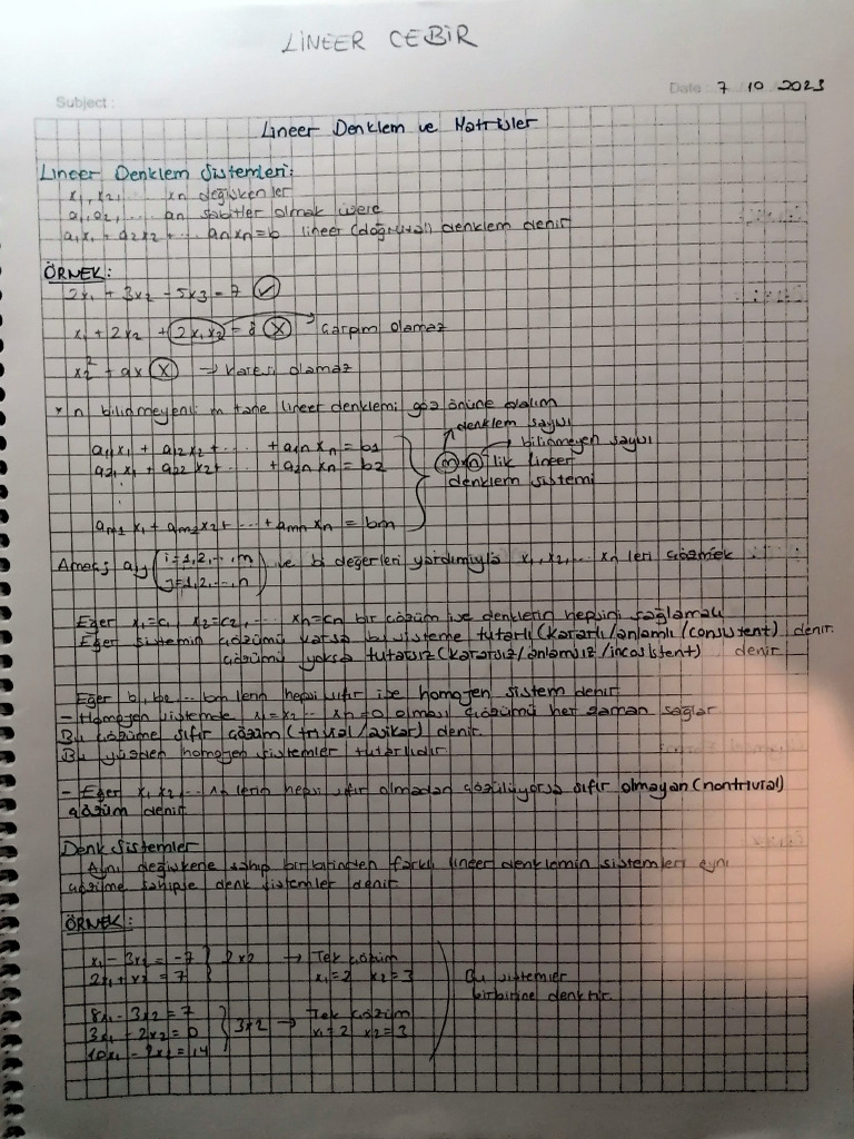 Lineer Cebir Defteri | PDF
