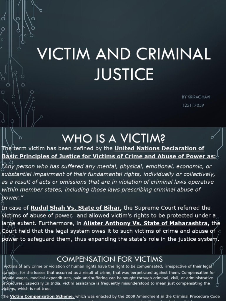 Victim and Criminal Justice Criminilogy Assignment | PDF | Crimes ...