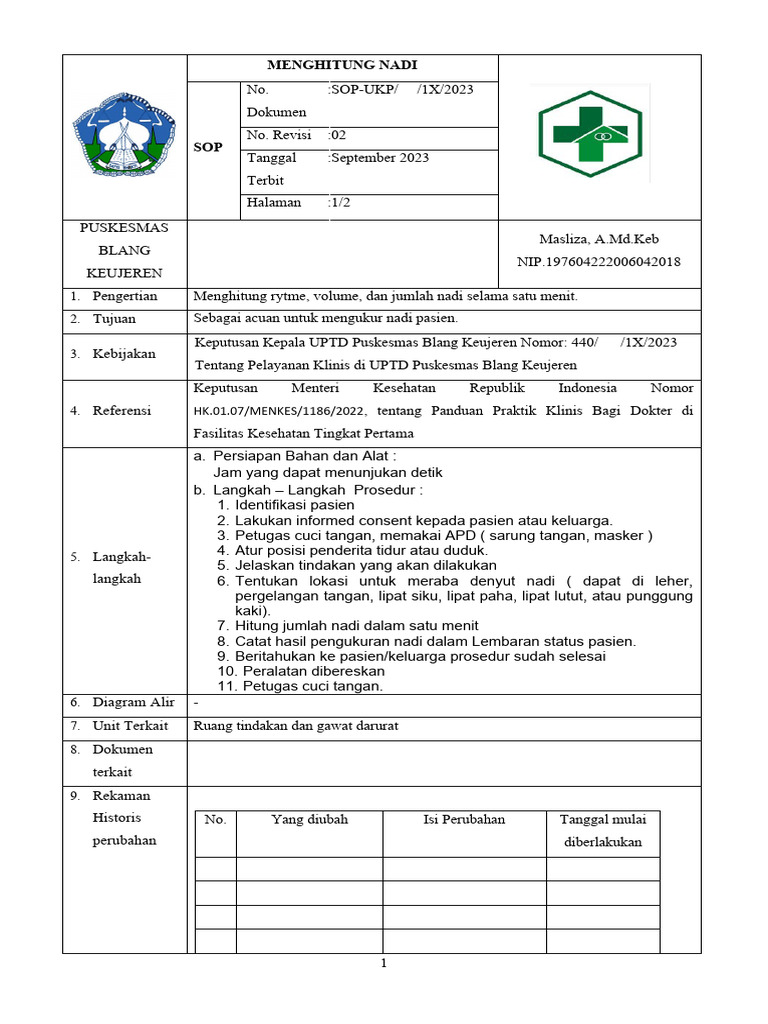 Sop Hitung Nadi | PDF | Sains & Matematika