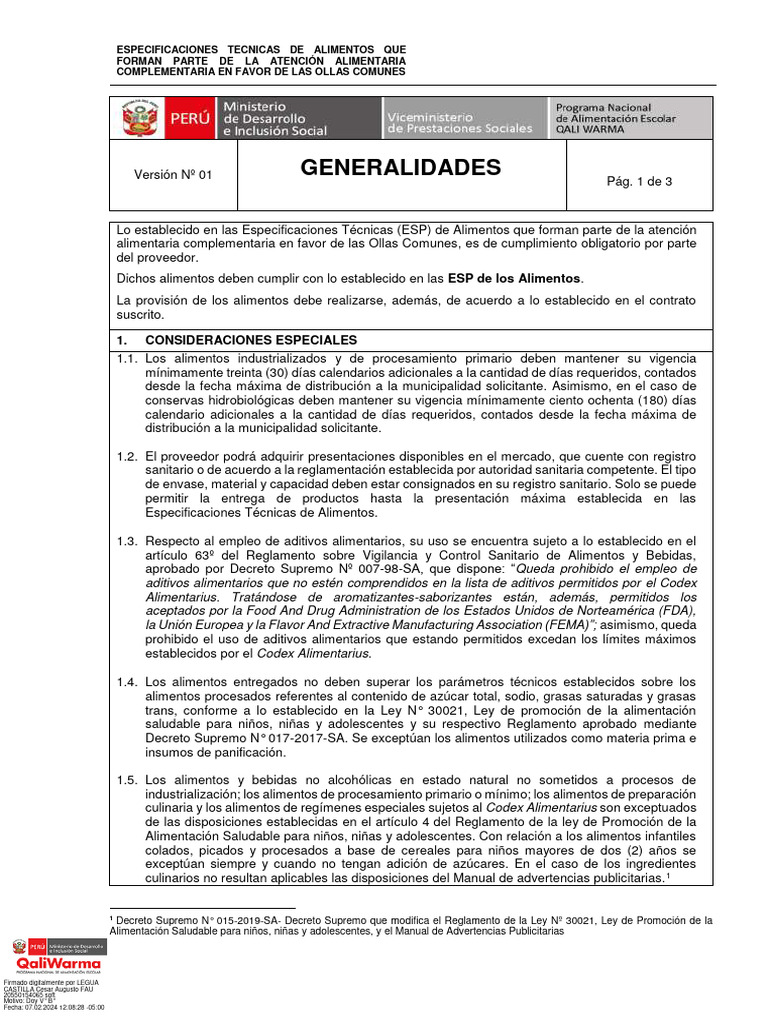 Anexo3apsv1-P - Especificaciones Tecnicas Olla Comun | PDF | Leche | Alimentos