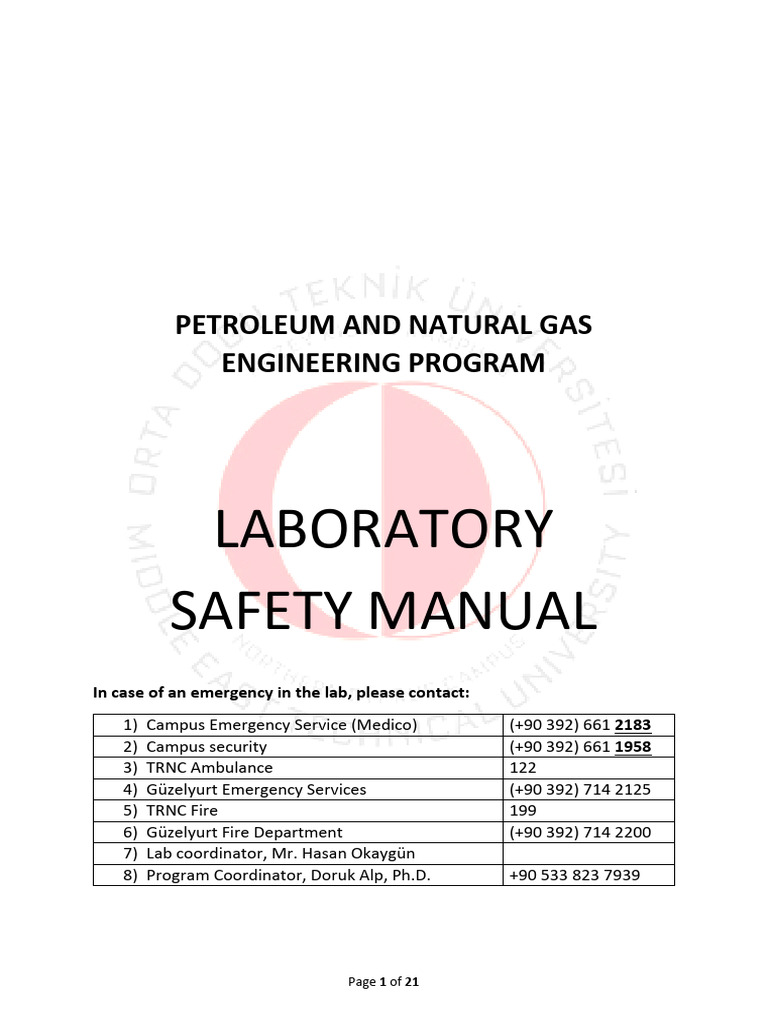 PNGE_LAB SAFETY MANUAL | PDF | Laboratories | Distillation