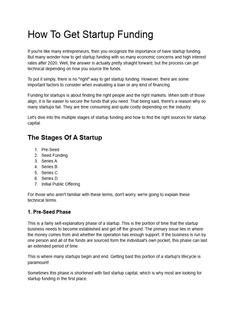 How_To_Get_Startup_Funding | PDF | Startup Company | Small Business & Entrepreneurs