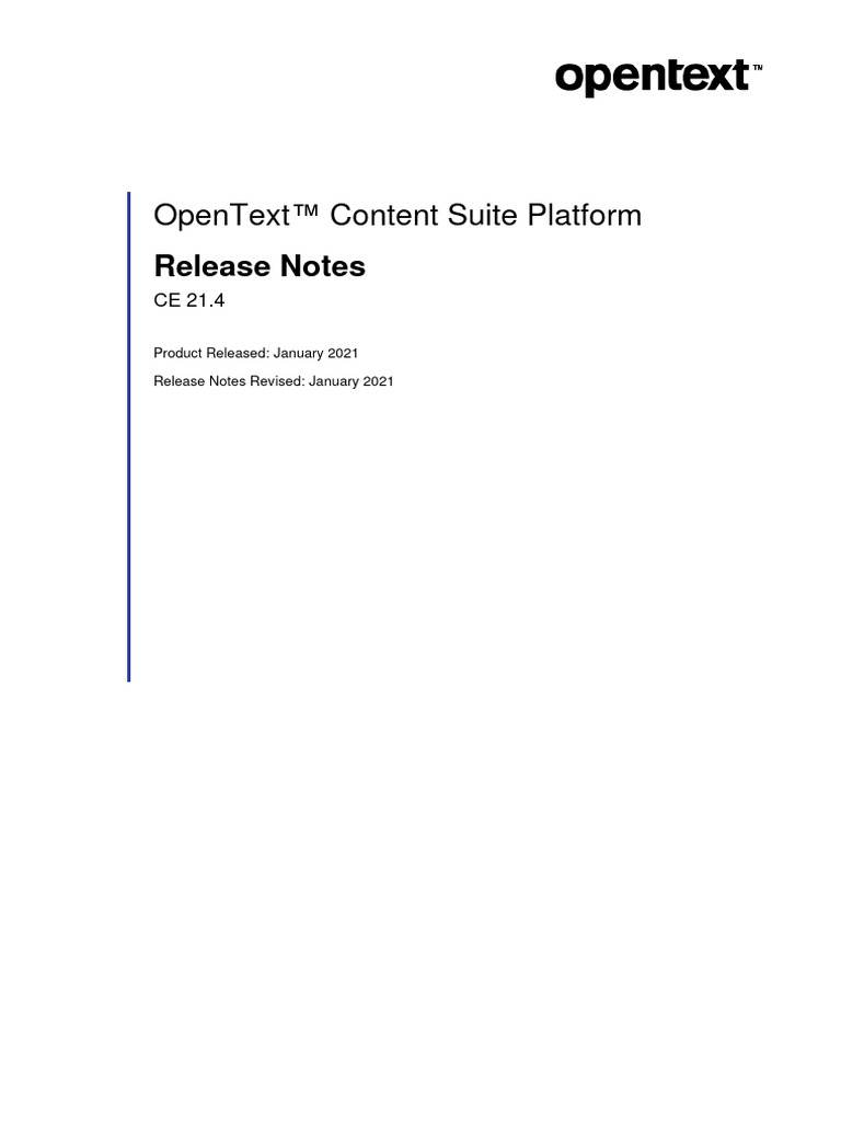 OpenText Content Suite Platform CE 21.4 Release Notes | PDF | Internet ...
