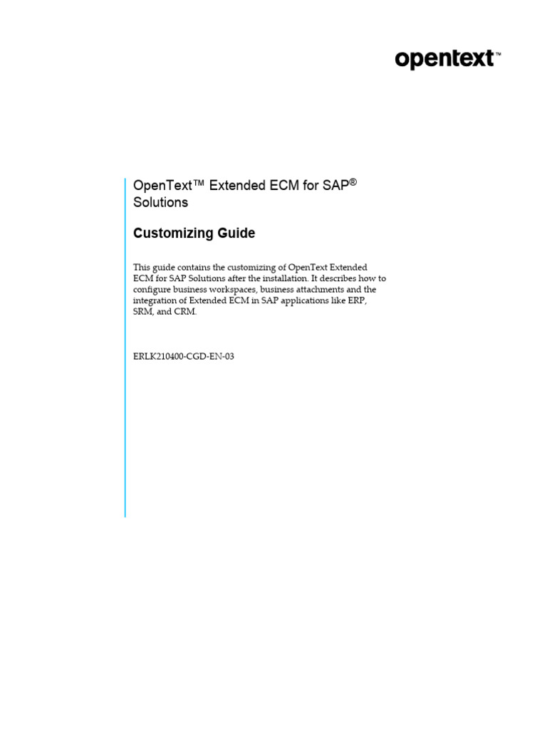 OpenText Extended ECM For SAP Solutions CE 21.4 - Customizing Guide ...
