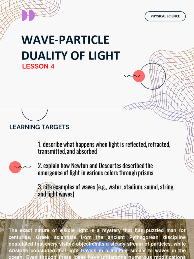 Lesson 3 Wave Particle Duality | PDF | Light | Electromagnetic Spectrum