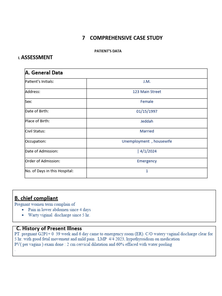 COMPREHENSIVE - CASE - STUDY PROM final - نسخة | PDF | Childbirth ...
