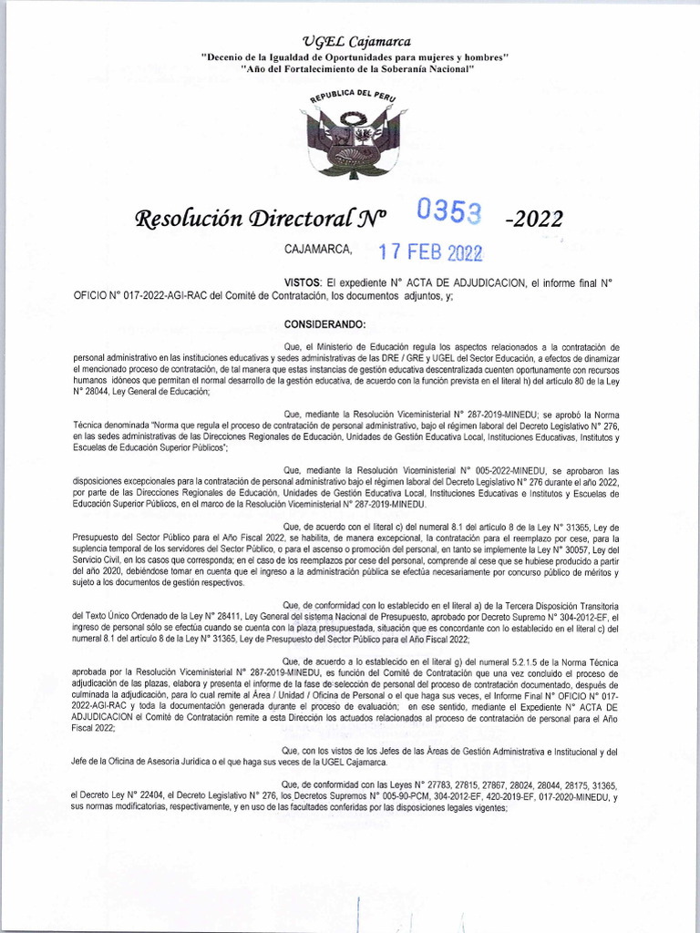 R.D. #0353-2022 Soliz Gallardo Norma Edith | PDF