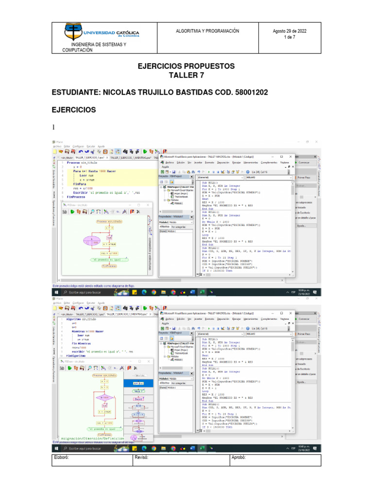 Taller 7 de Algoritmos | PDF | Arte