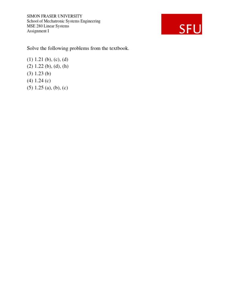 Linear Systems Assignment | PDF | Telecommunications Engineering ...