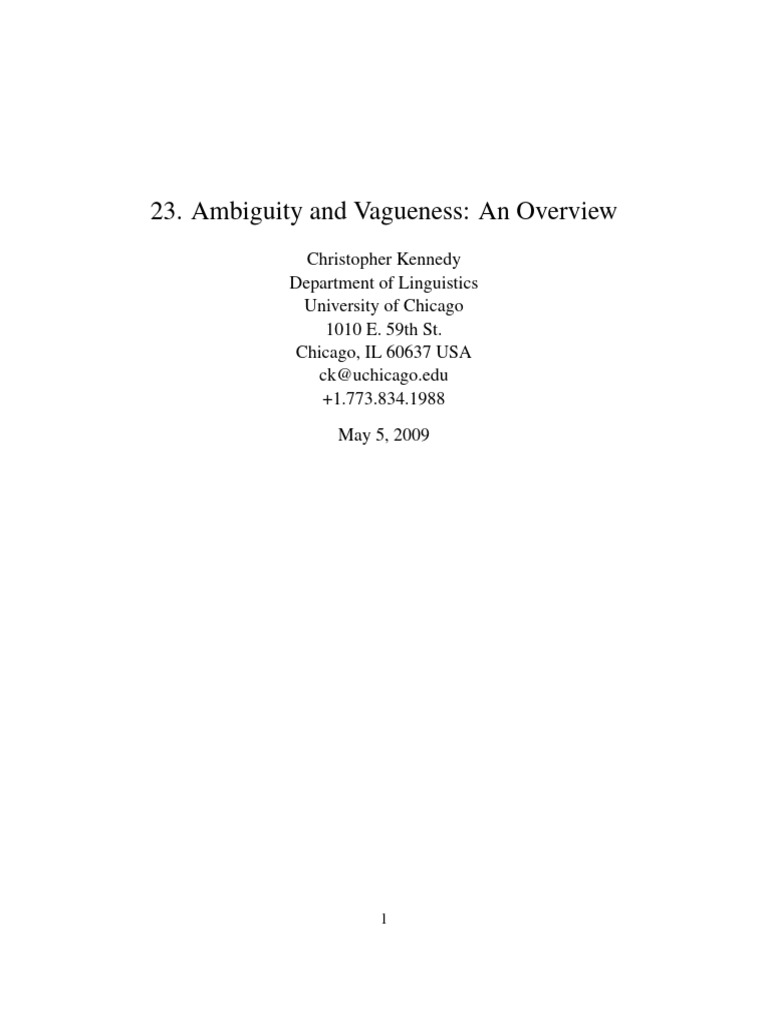 Ambiguity and Vaguenes-An Overview | PDF | Semantics | Syntax