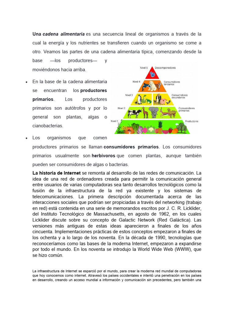 CADENA ALIMENTICIA | PDF | Internet | Acceso a Internet