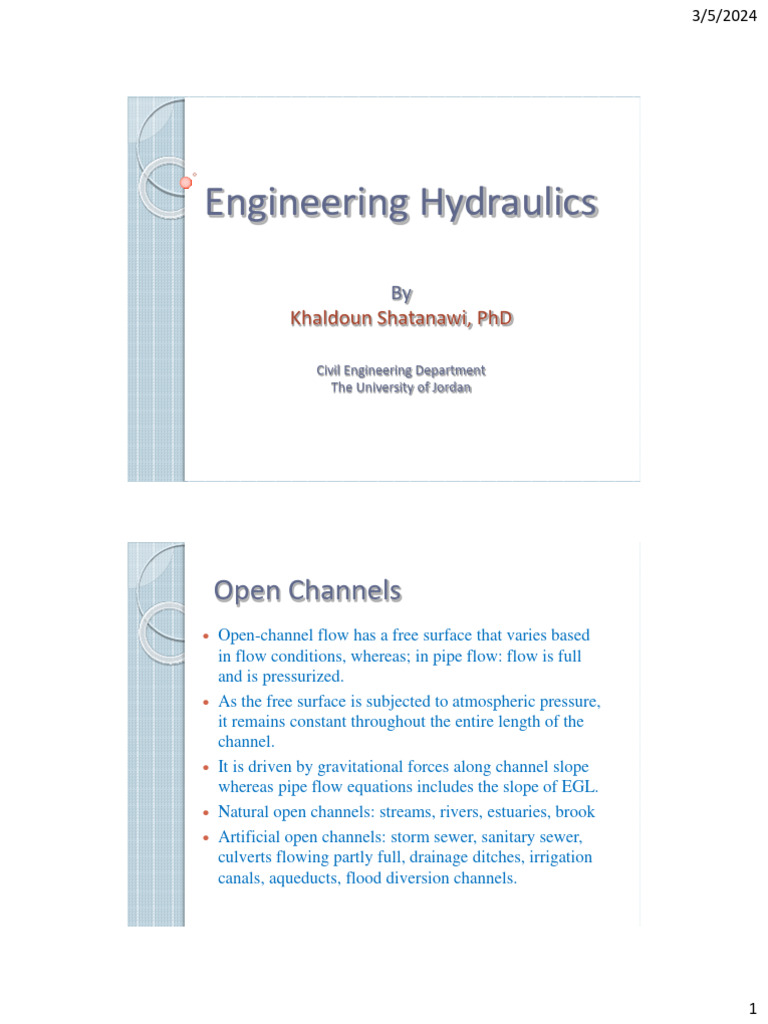 05 Hydraulics - Open Channel - Ch6 Part 1 | PDF | Fluid Dynamics | Physical Quantities