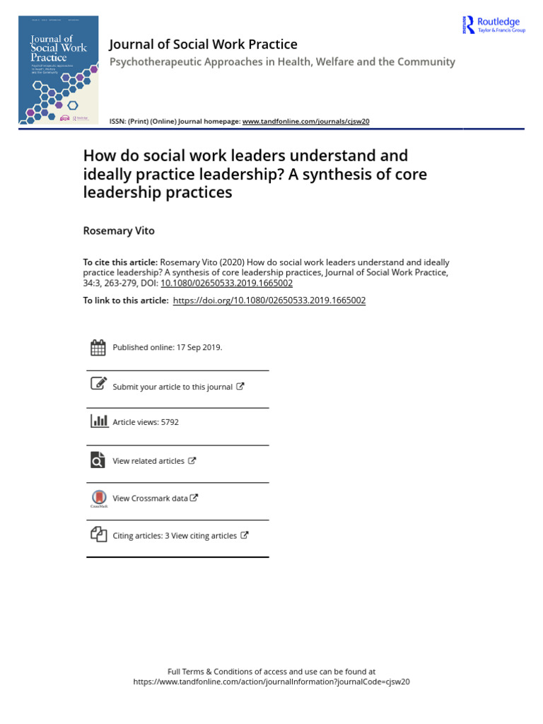 Social Work Leadership Practices Explored | PDF | Leadership | Social Work