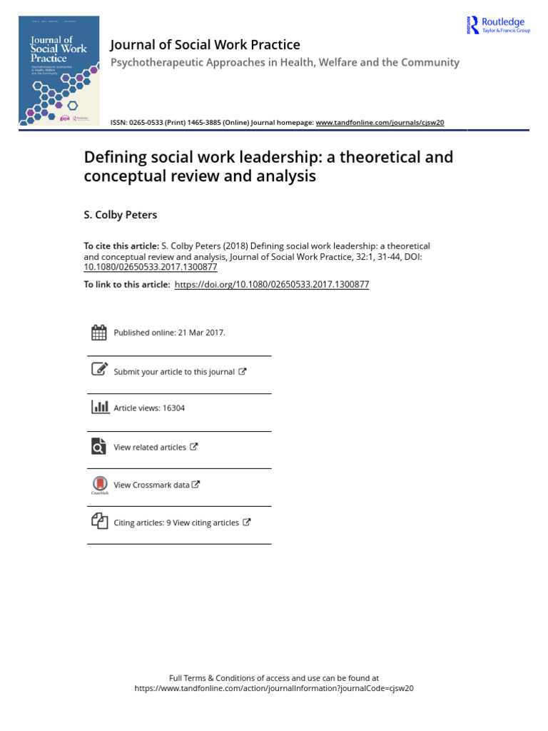 Defining Social Work Leadership A Theoretical and Conceptual Review and ...
