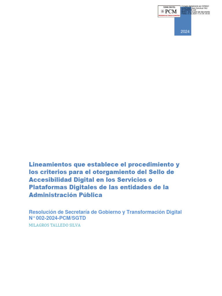Resolución de Secretaría de Gobierno y Transformación Digital #002-2024 ...