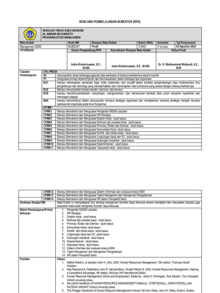 RPS MSDM Indra | PDF
