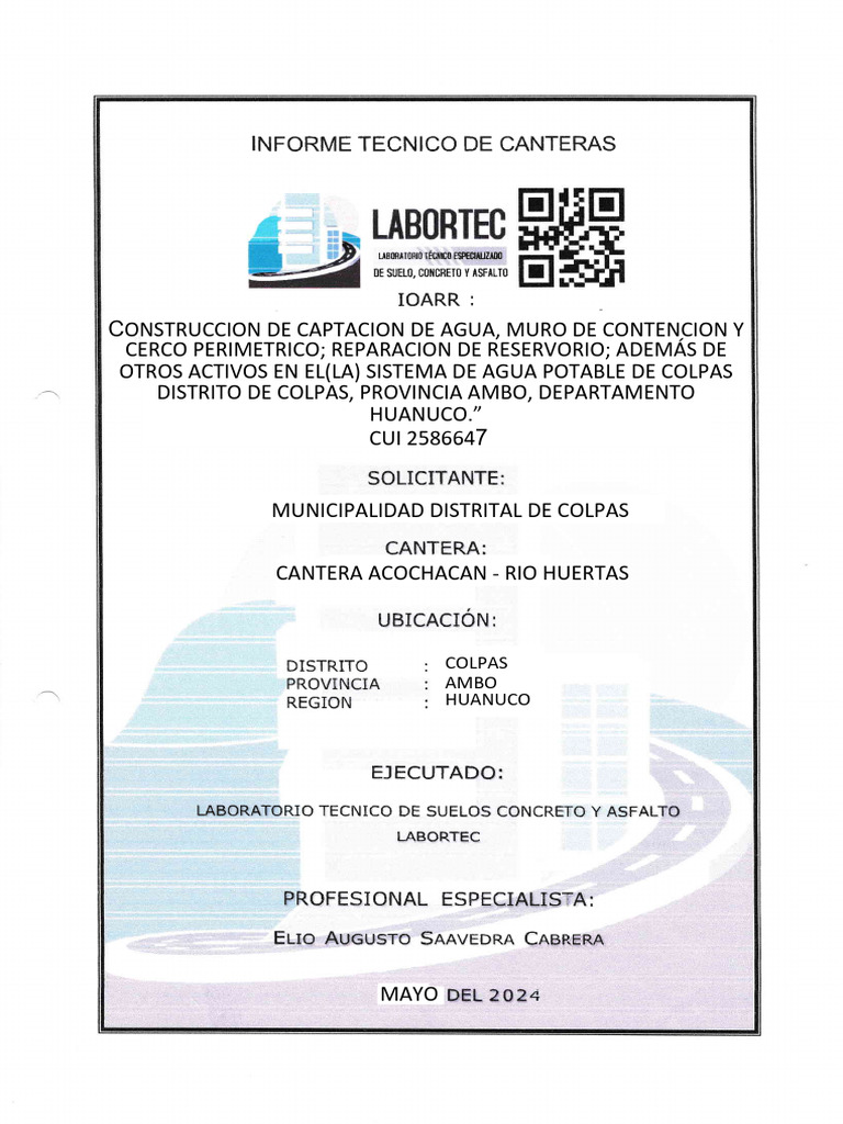 Estudio de Canteras en Colpas | PDF | Cantera | Hormigón