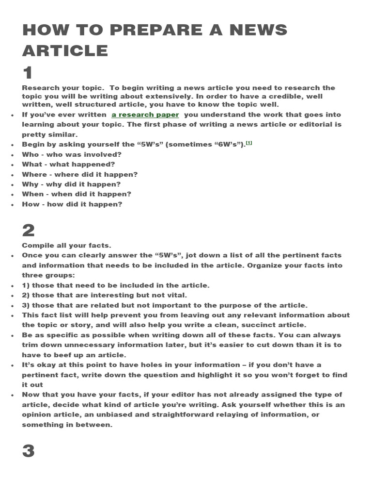How To Prepare A News Article | PDF | News | Newspapers