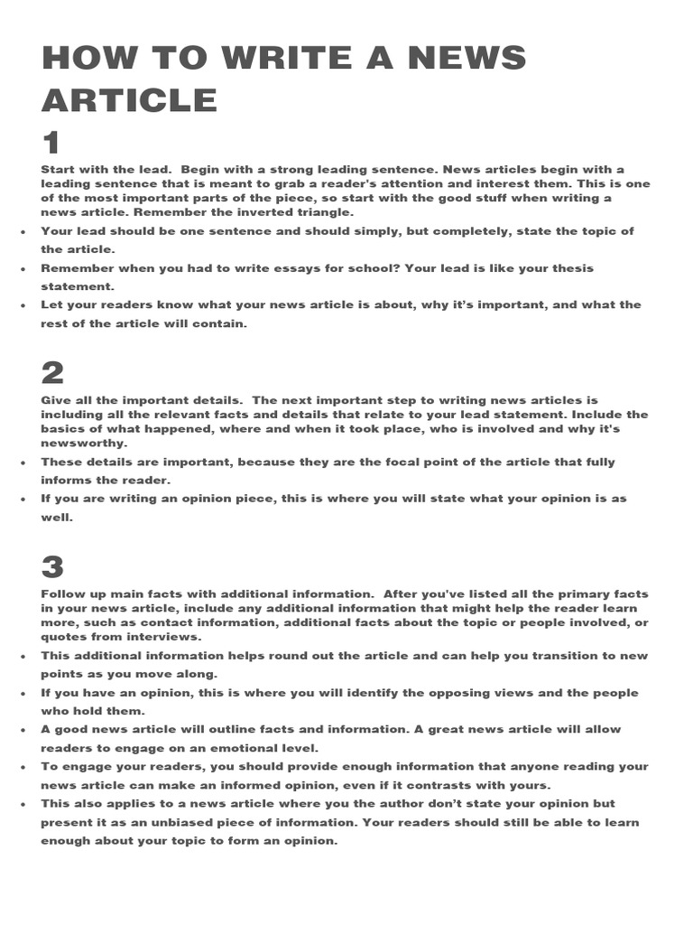 How To Write A News Article | PDF | News | Cognition