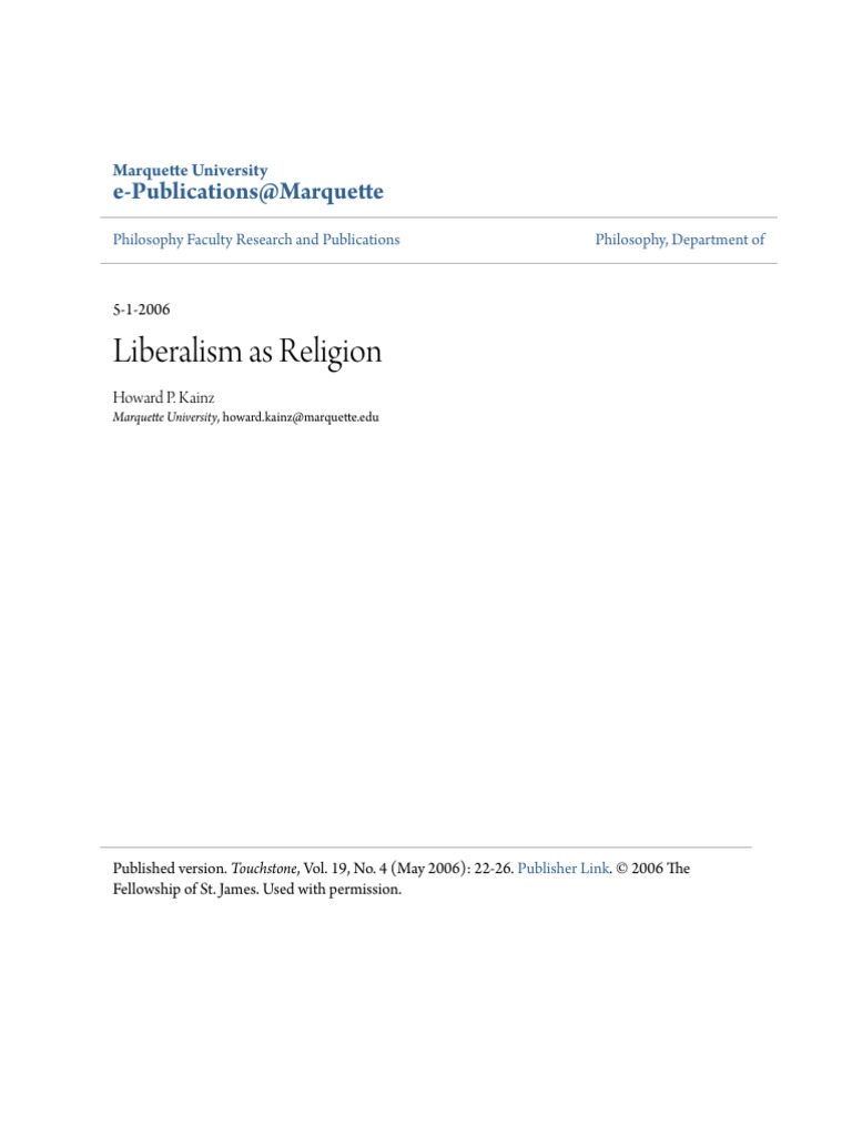 Liberalism as a Secular Religion | PDF | Marxism | Communism