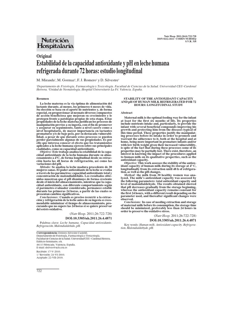 PH y Leche Materna | PDF | Análisis de variación | Leche