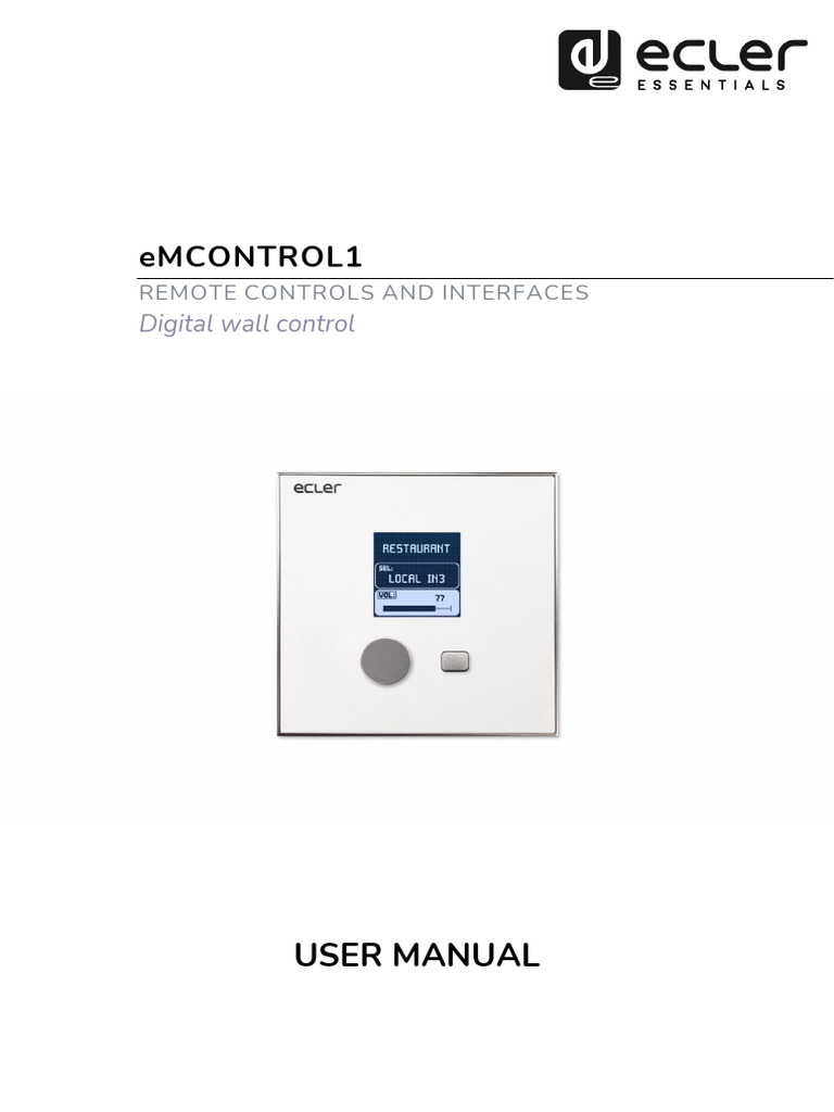 Ecler eMCONTROL1 User Manual EN | PDF | Electrical Connector | Ac Power Plugs And Sockets