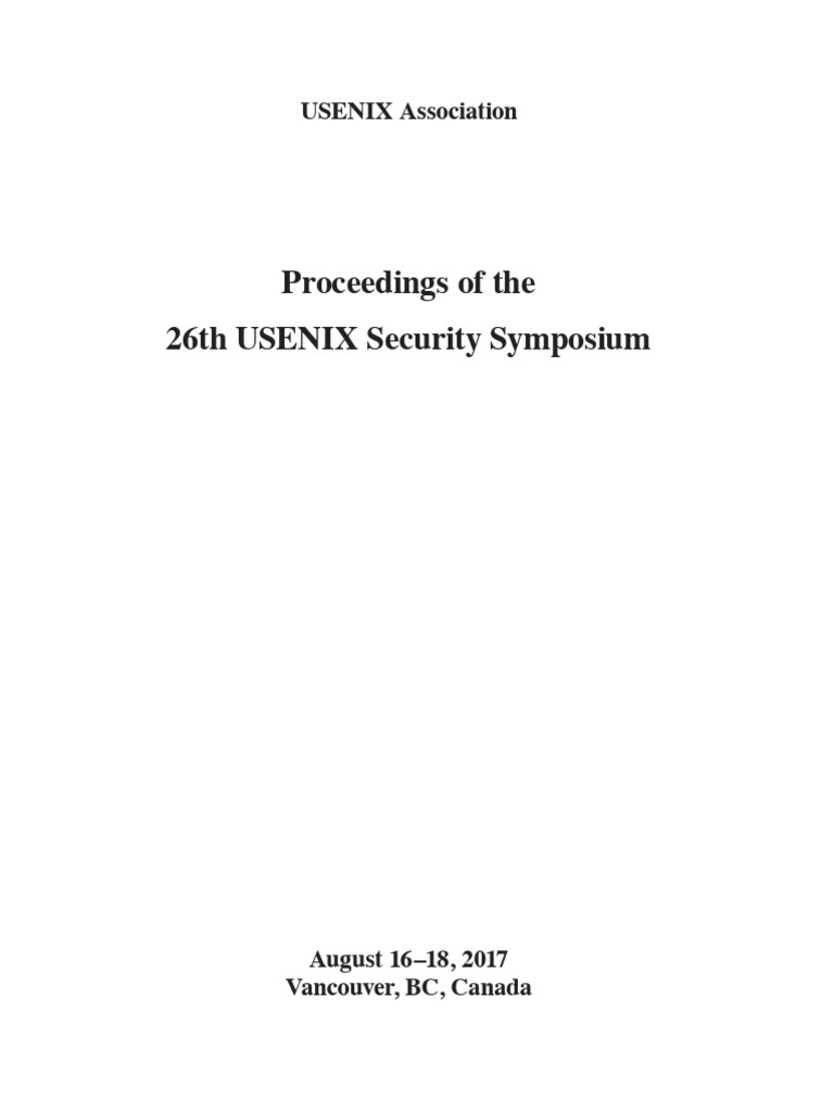 26th USENIX Security Symposium Overview | PDF | Device Driver | Thread (Computing)