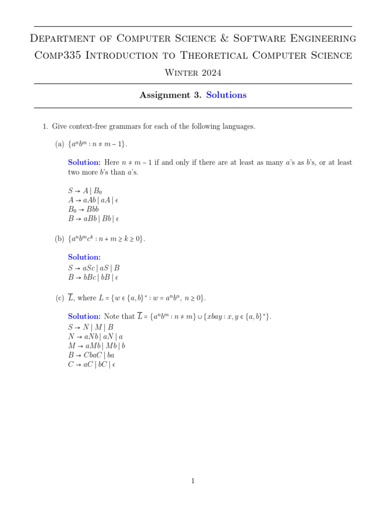 Assgn3 Sols | PDF | Formalism (Deductive) | Language Mechanics
