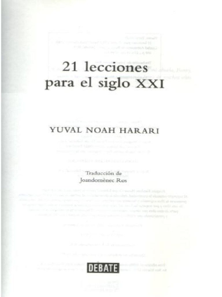 Harari, Y. N 21 Lecciones para El Siglo XXI. Cap 2 | PDF | Inteligencia artificial ...