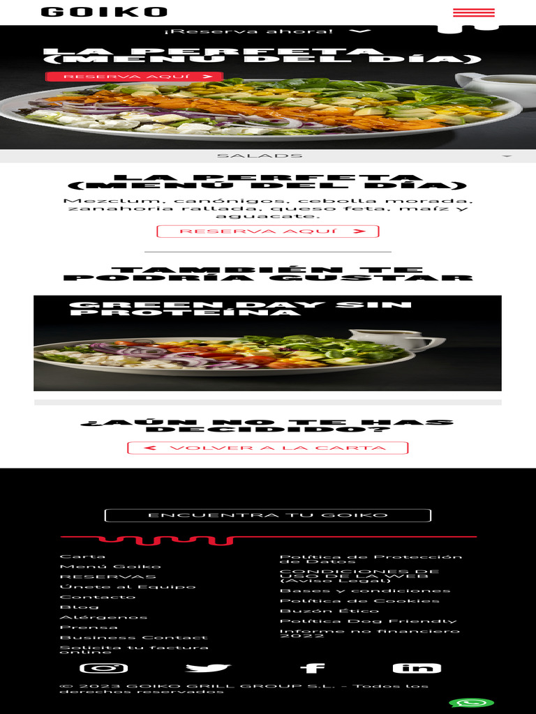 LA PERFETA (Menú Del Día) - GOIKO | PDF