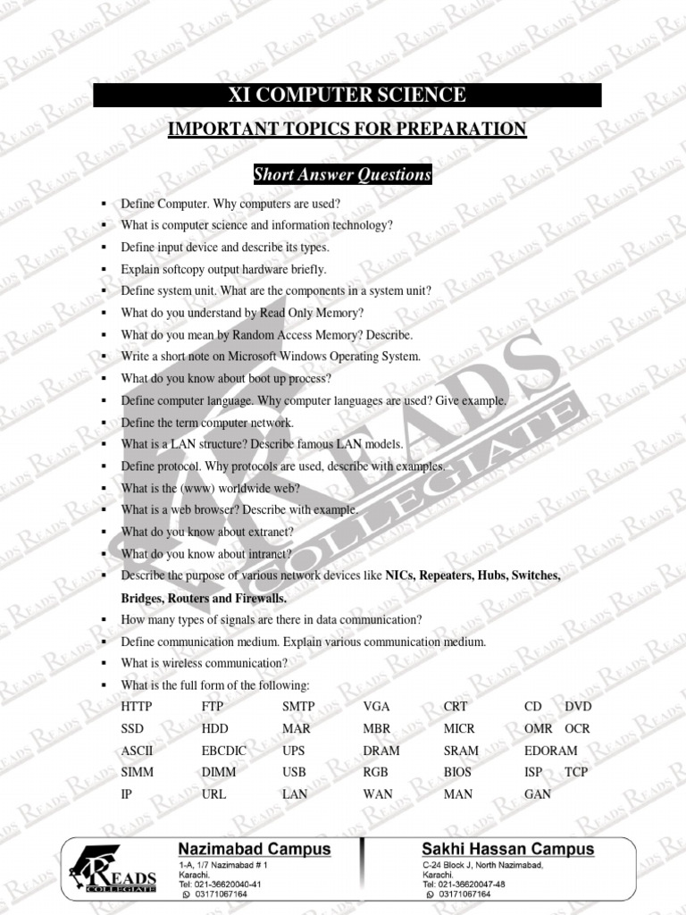 XI - Computer | Download Free PDF | Computer Network | Central Processing Unit