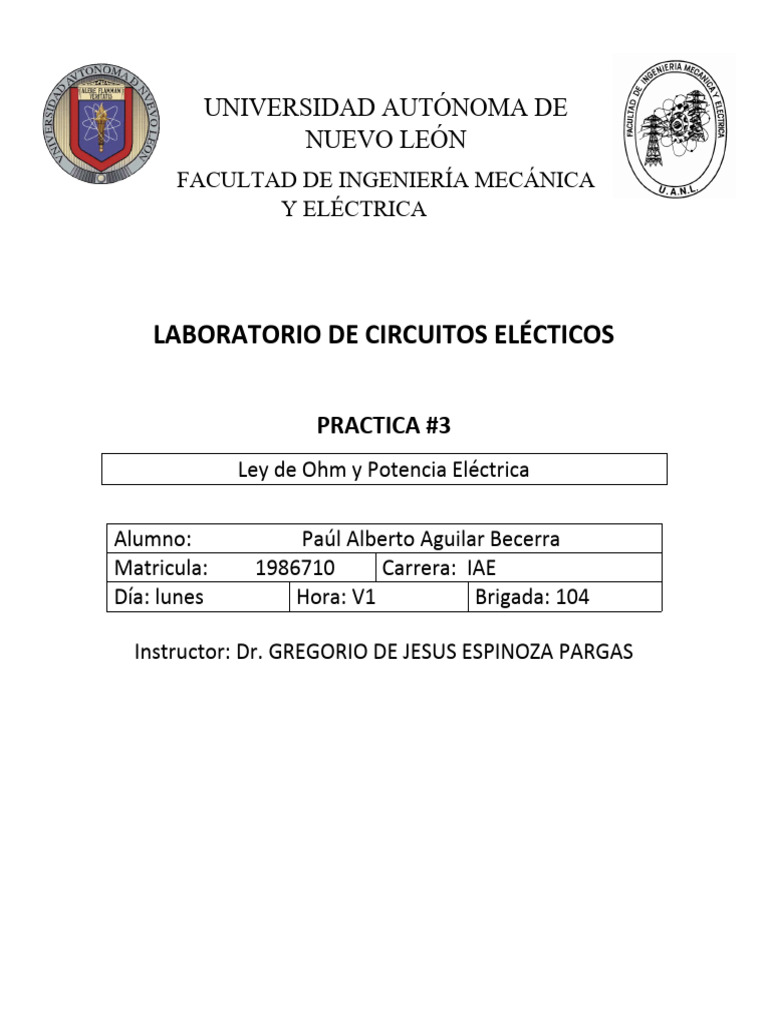 Prac 3 | PDF | Resistencia Eléctrica y Conductancia | voltaje